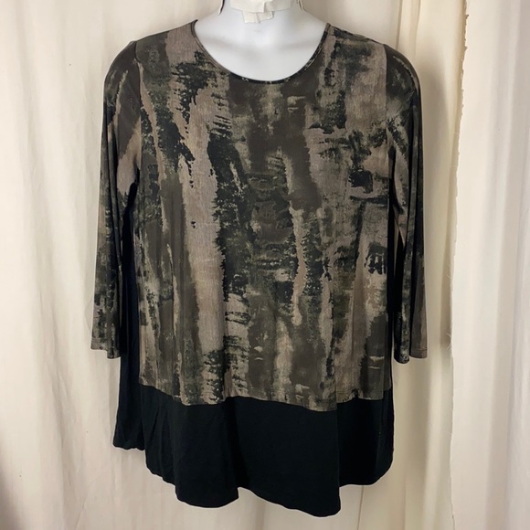 Comfy USA | Tops | Comfy Usa Xl Mixed Print Mixed Material Tunic Top ...